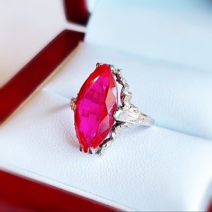 Jewelry | Antique 191s 14k White Gold And Giant Ruby Ring | Poshmark
